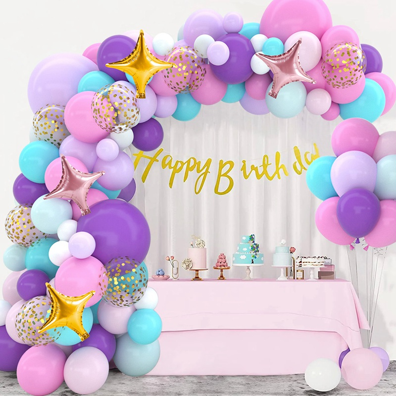 91pcs Unicorn Balloon Garland Set Latex Balloons Confetti Pastel ...