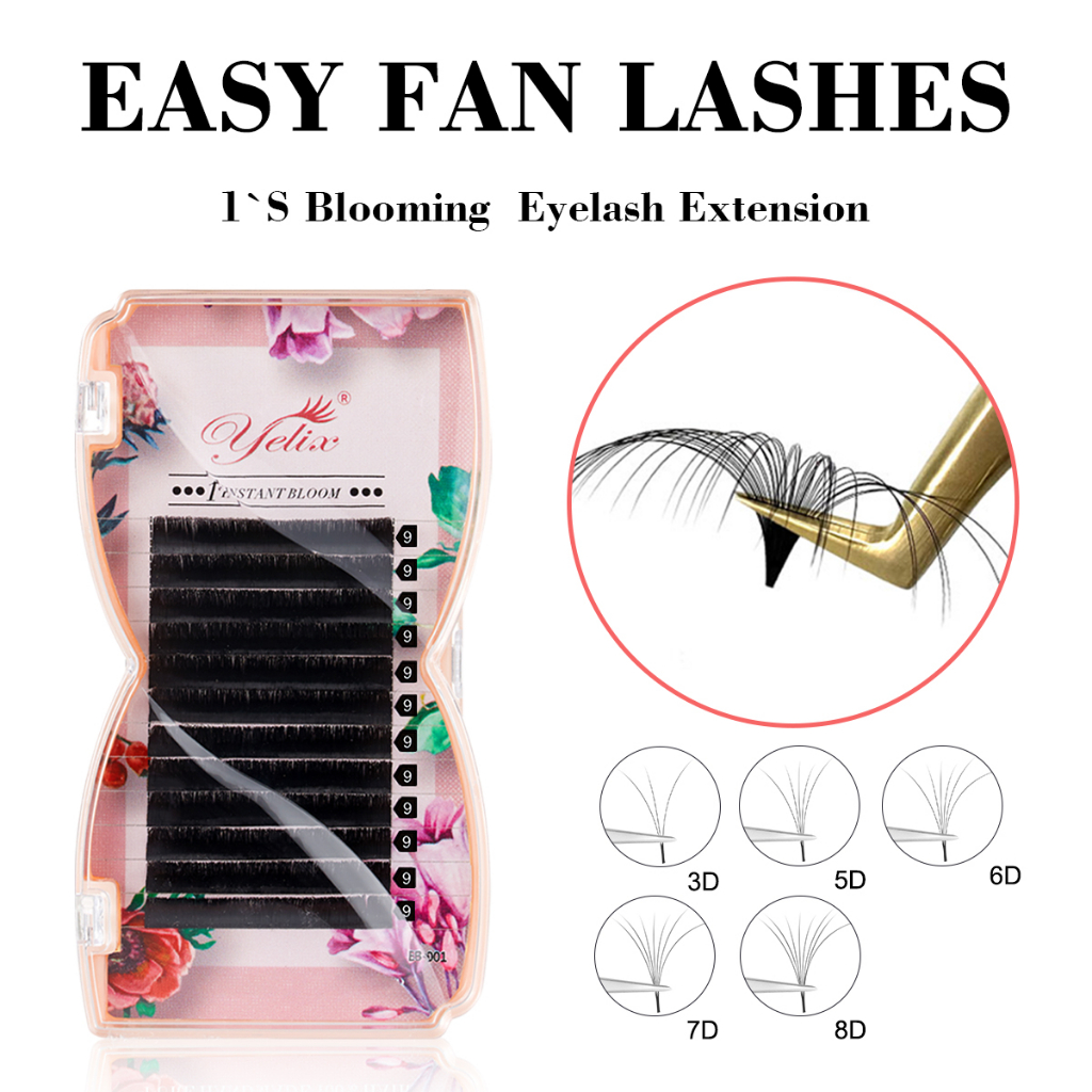 Yelix Faux Mink Easy Fan Bloom Individual Eyelash Extension (0.07mm ...