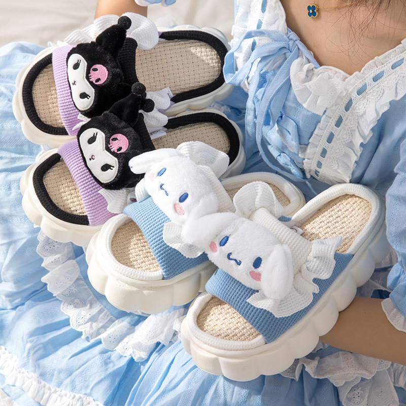 New Sanrio Kuromi Fashion Plush Slipper Women Warm Home Winter Thicked ...