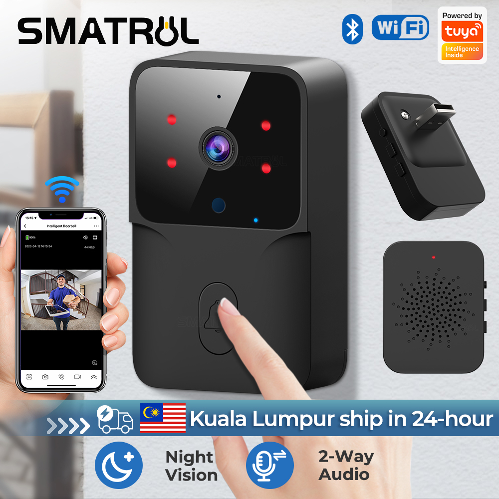 SMATRUL Tuya Wireless Intelligent Wifi Doorbell Outdoor High-Definition ...