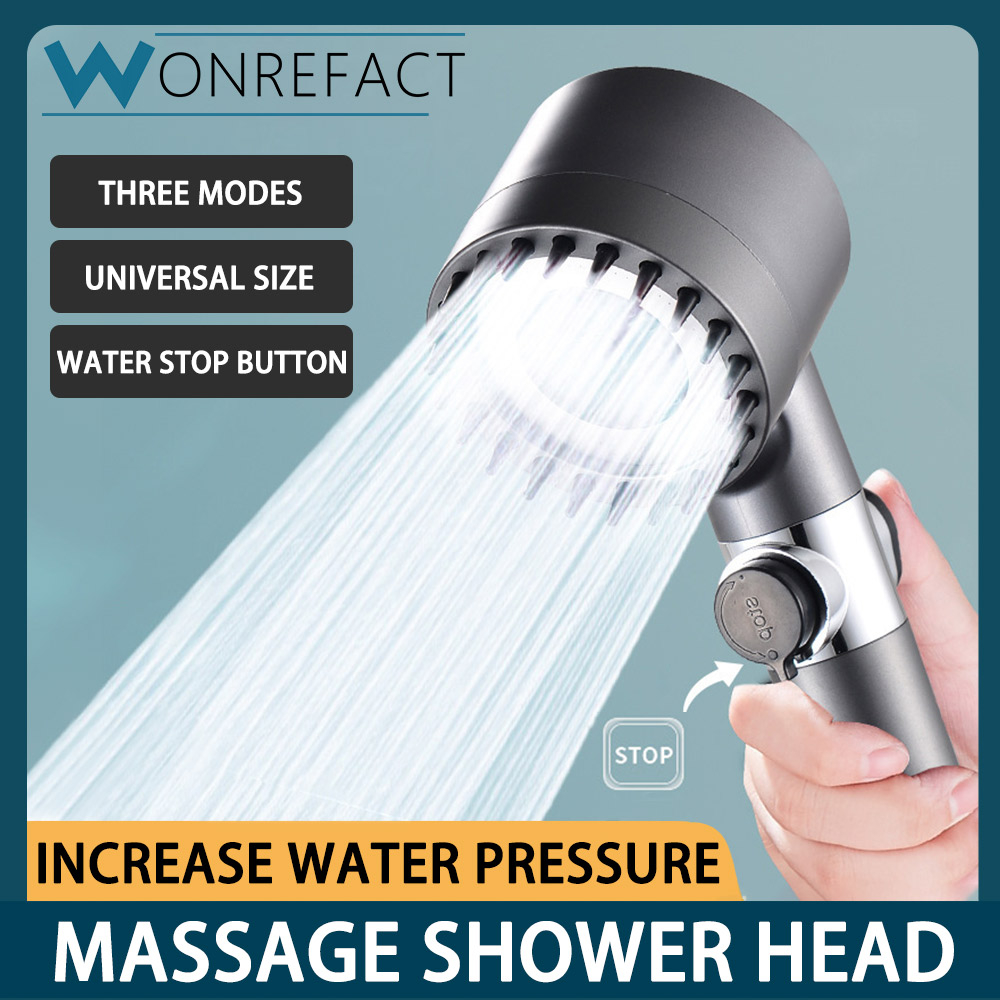 High Pressure Shower One-click Water Stop Handheld Shower Head 3 Mode ...