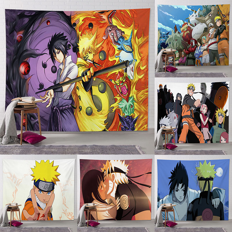 Naruto ins background cloth cartoon anime tapestry room living room ...