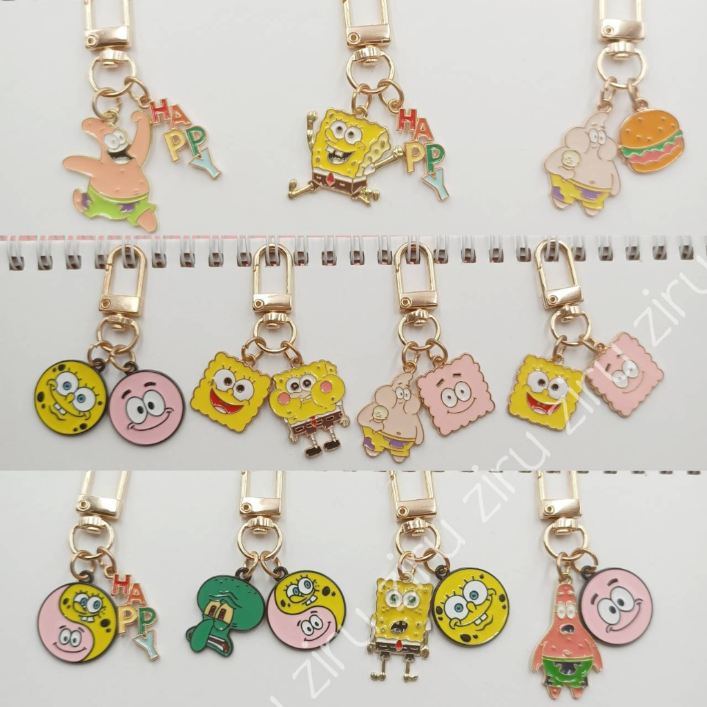 Cartoon Cute SpongeBob Keychain Enamel SquarePants Pendant Keyring ...