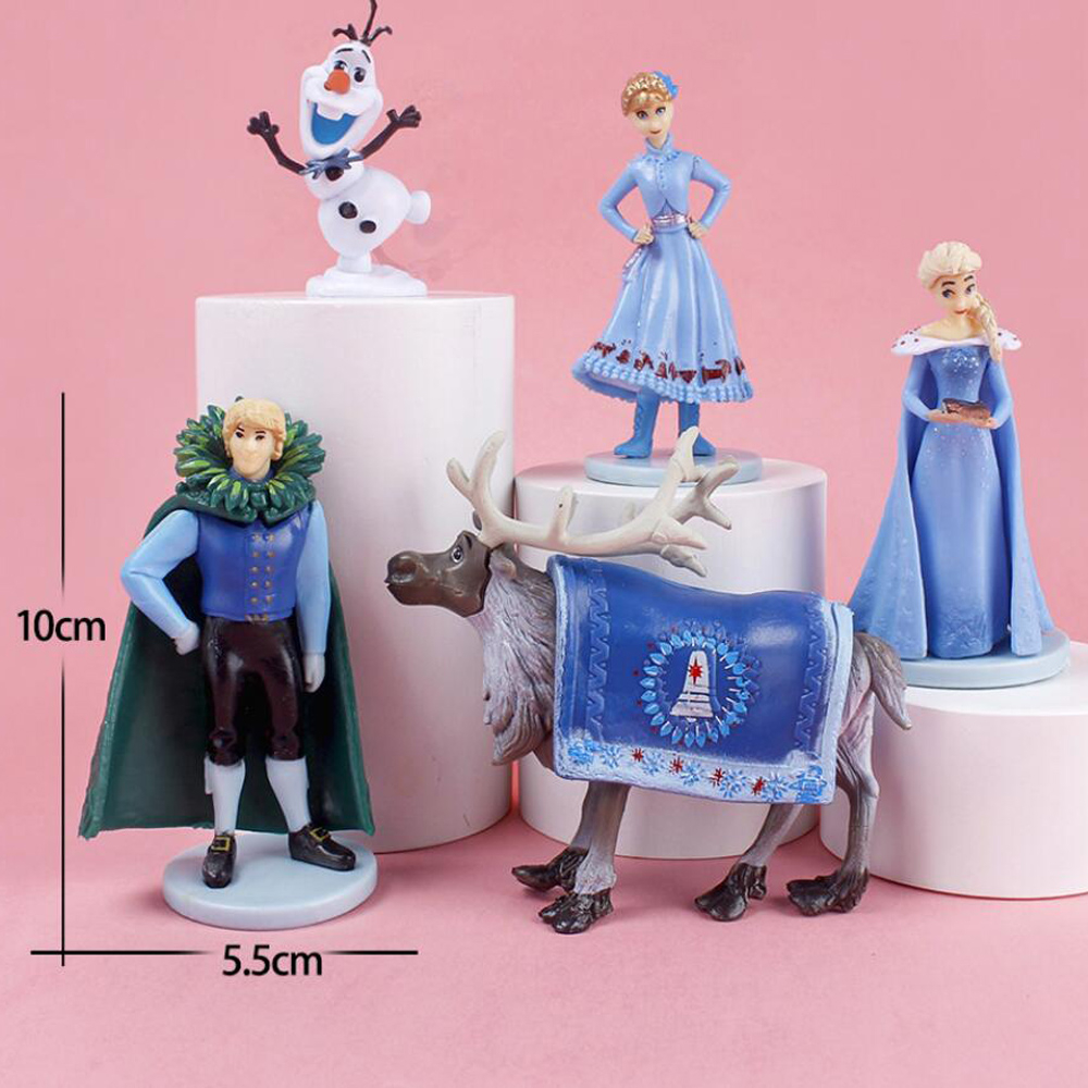5Pcs/Set 10cm Disney Frozen Anna Elsa Kristoff Sven Hans Olaf Q Version ...