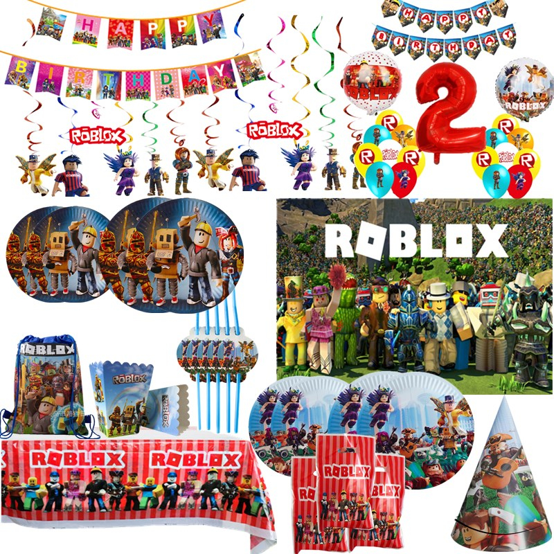 Roblox Happy Birthday Decoration Tableware Set Paper Plate Cup Straw ...