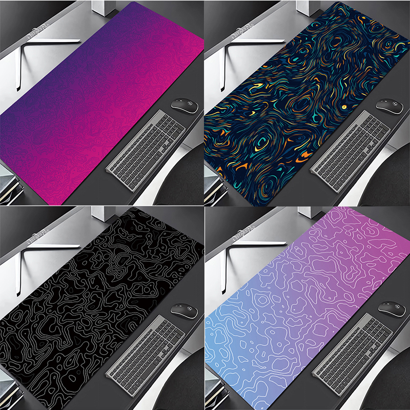 Big Topographic Map Art Mousepad 80X30 Desk Protector Pad on The Table ...