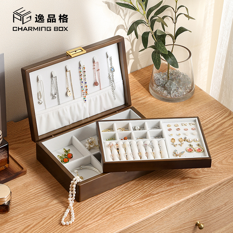 Solid Wood Jewelry Box for Women Jewellery Organizer Box for Storage ...