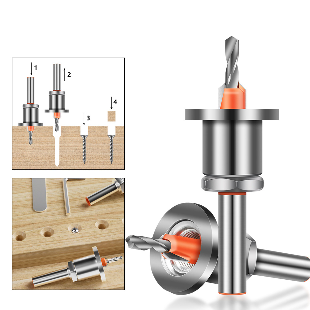 8mm Shank Adjustable Countersink Drill Bit Carpentry Reamer Chamfer ...