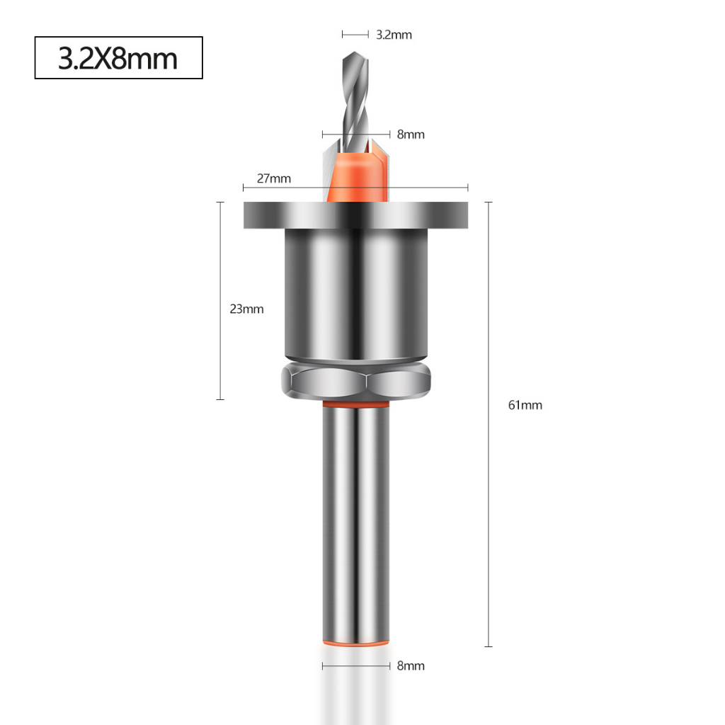 8mm Shank Adjustable Countersink Drill Bit Carpentry Reamer Chamfer ...