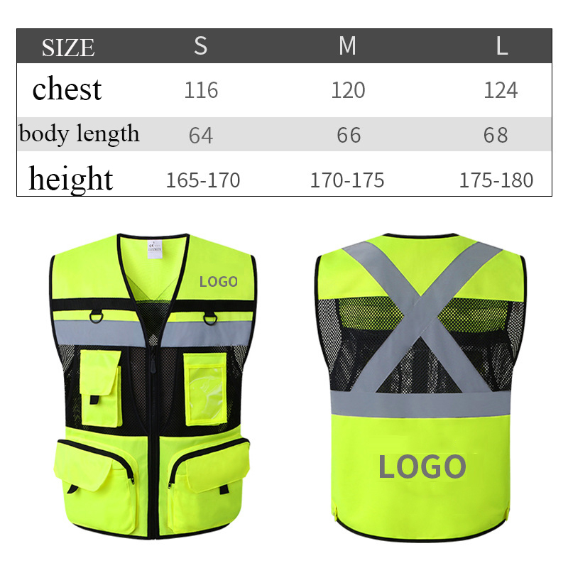 Safety Vest Custom Logo or Text Custom Printed Hi Vis Vest 9 Pockets ...