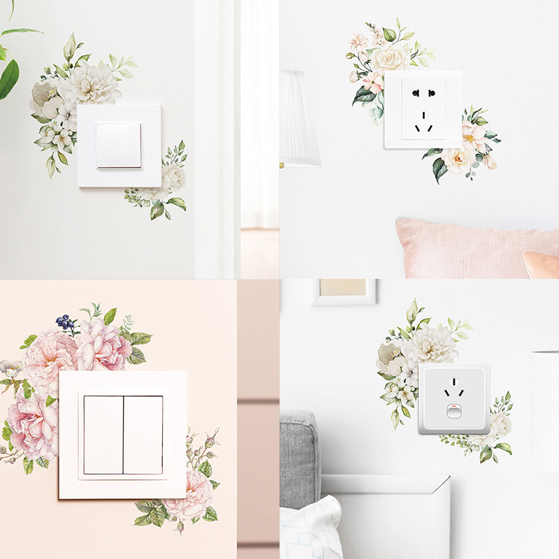 Switch Stickers Flowers Green Plant Decorative Stickers Leaves Unique ...