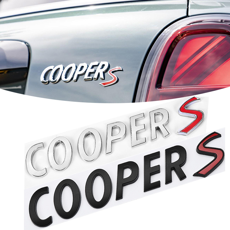 3D ABS Black Chrome Car Letters Rear Trunk Logo Mini Cooper S Emblem ...