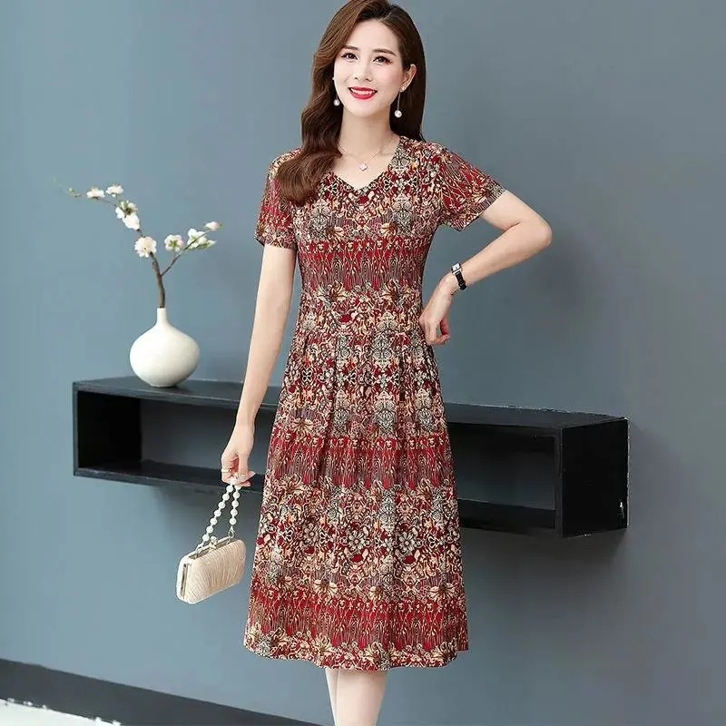 Plus Size 3XL Summer Fashion Women's Maxi Dress Short Sleeve V Neck ...