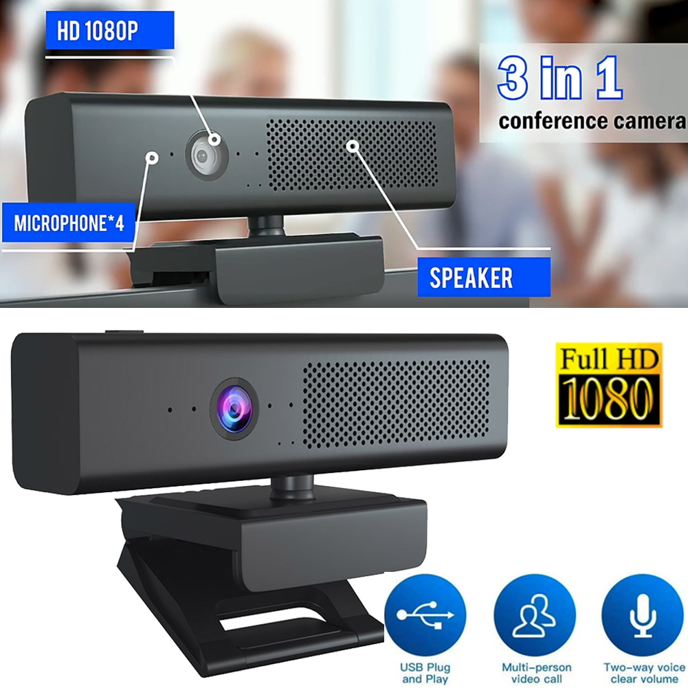 USB Webcam 1080P HD Computer Camera with HiFi Speaker Microphone ...