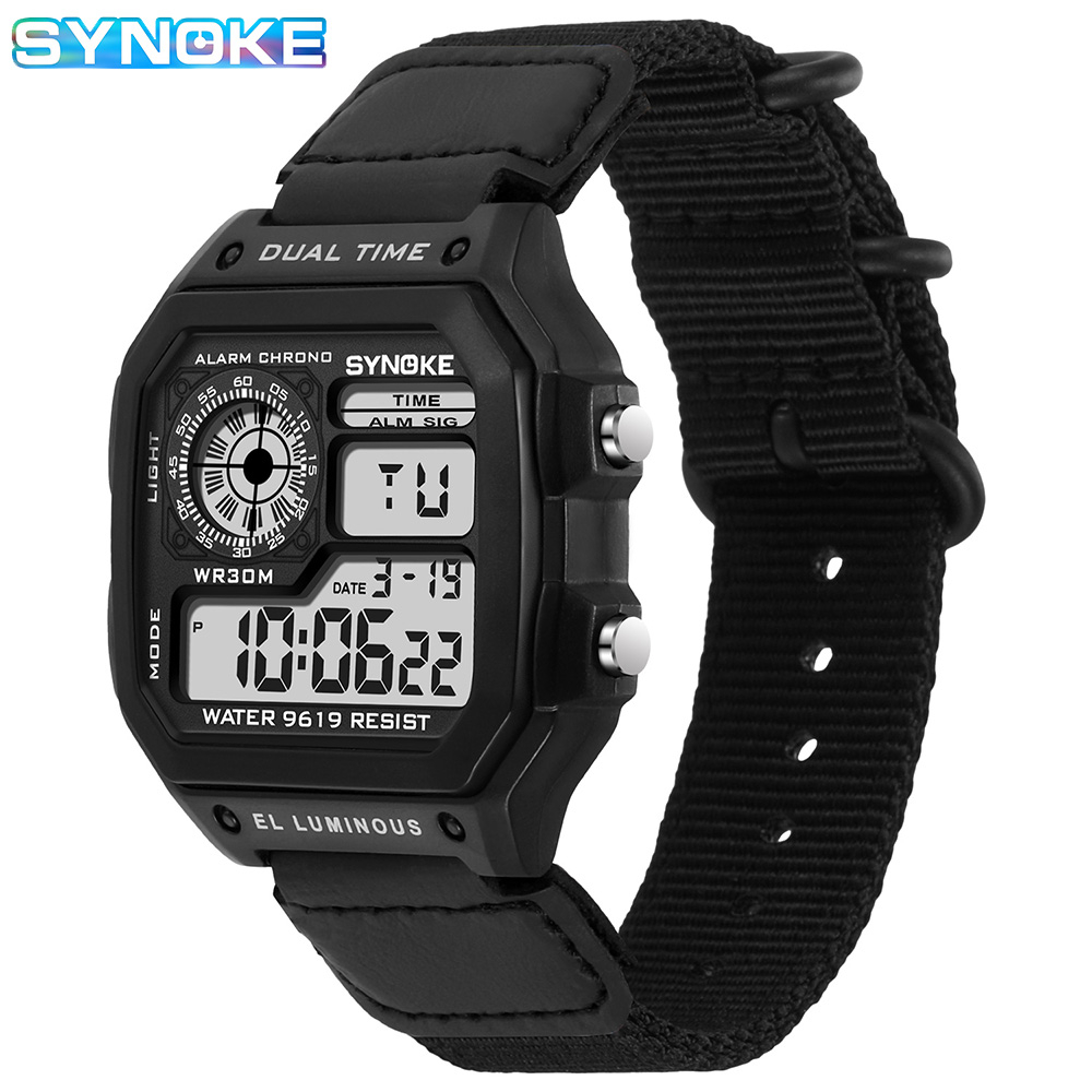 【Ready Stock】SYNOKE Men's Watch Classic Nylon Strap Multi-function ...