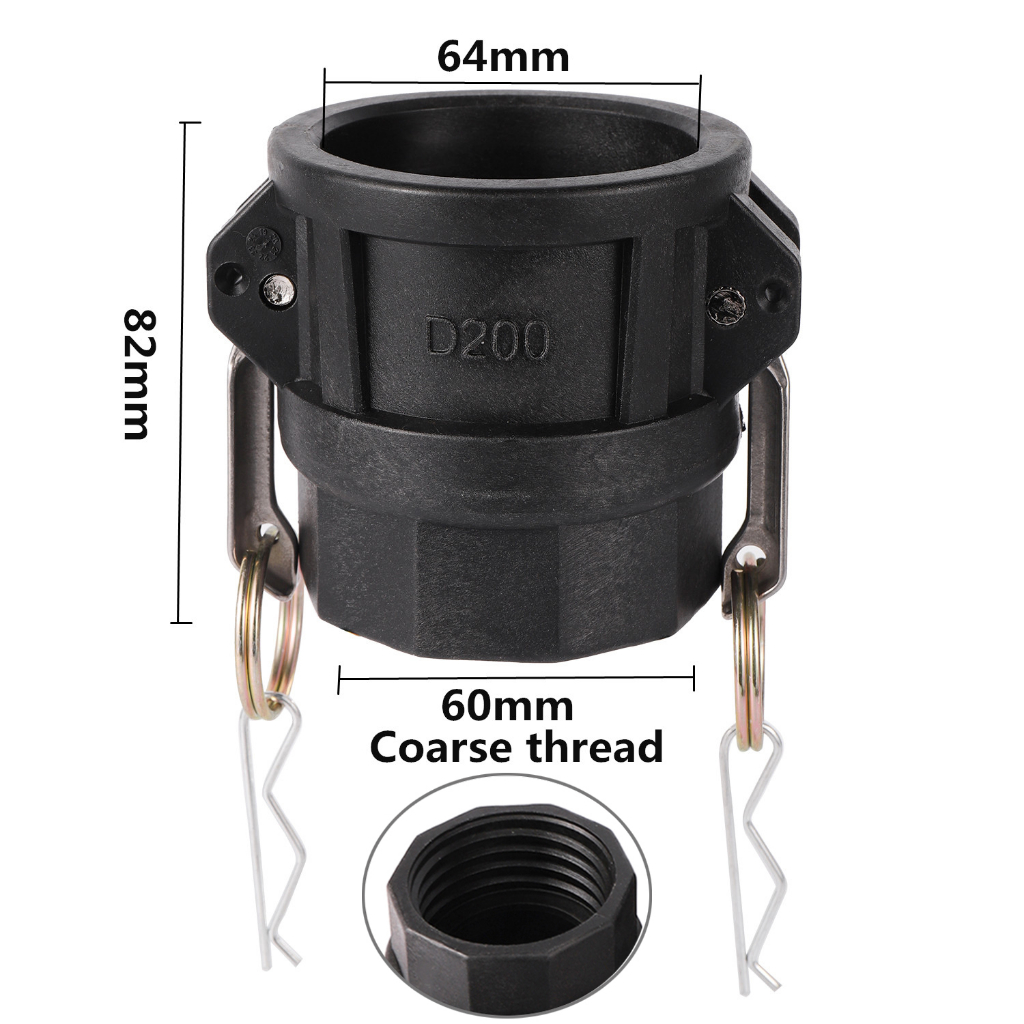 2" Cam-Lock Adapter x 1/2" 1" 1.5" 2" Hose Shank S60 Coarse Thread 64mm ...