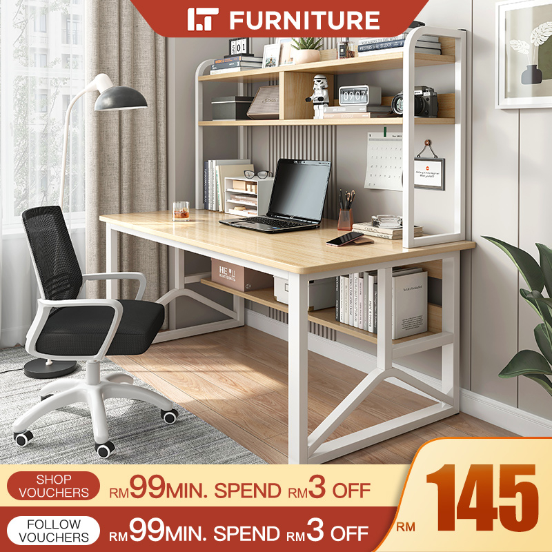 Study Table With Book Shelf Computer Table Meja Komputer Student ...