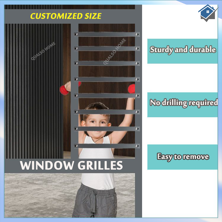 Window guardrail Window Grille Safety No Drilling Protective Grating ...