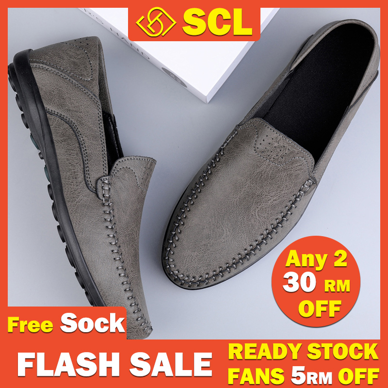 SCL Ready Stock Men's Simple Loafers Casual Shoes Boat Shoes Soft Wear ...