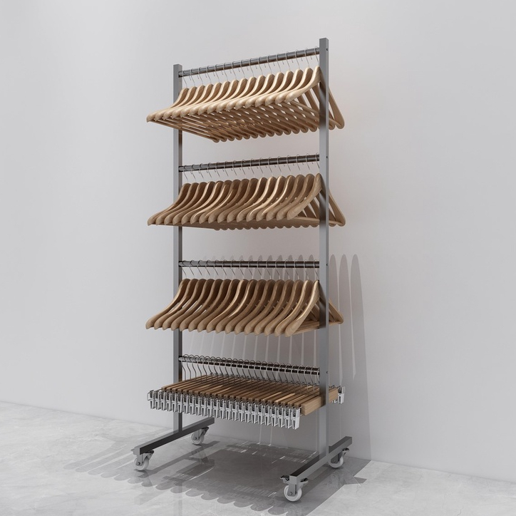 Clothing Store Hanger Storage Rack Stainless Steel Mobile Multi-Layer ...