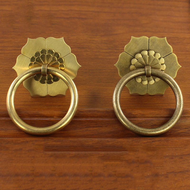 Cabinet Ring Pulls, Brass Chinese style Furniture Drawer Pulls Hardware ...