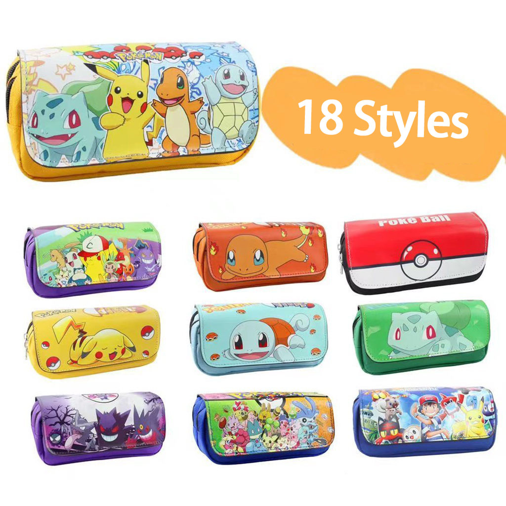 18Styles Pokemon pencil case Pikachu Squirtle kotak pensil Canvas ...