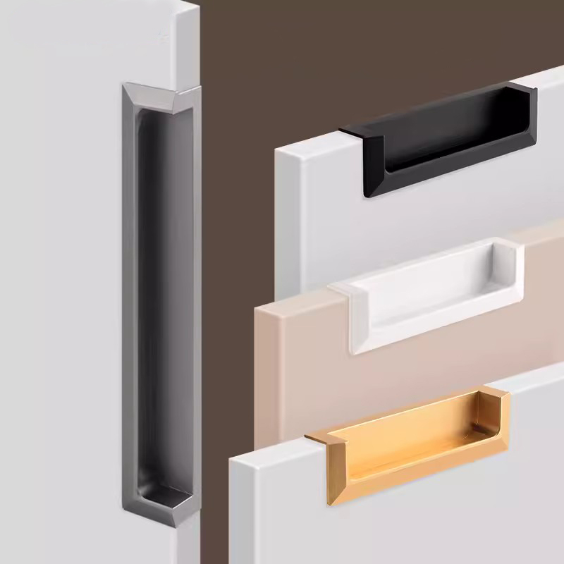 Black Slotting Sliding Door Handle Gold Modern Simple Style Concealed ...