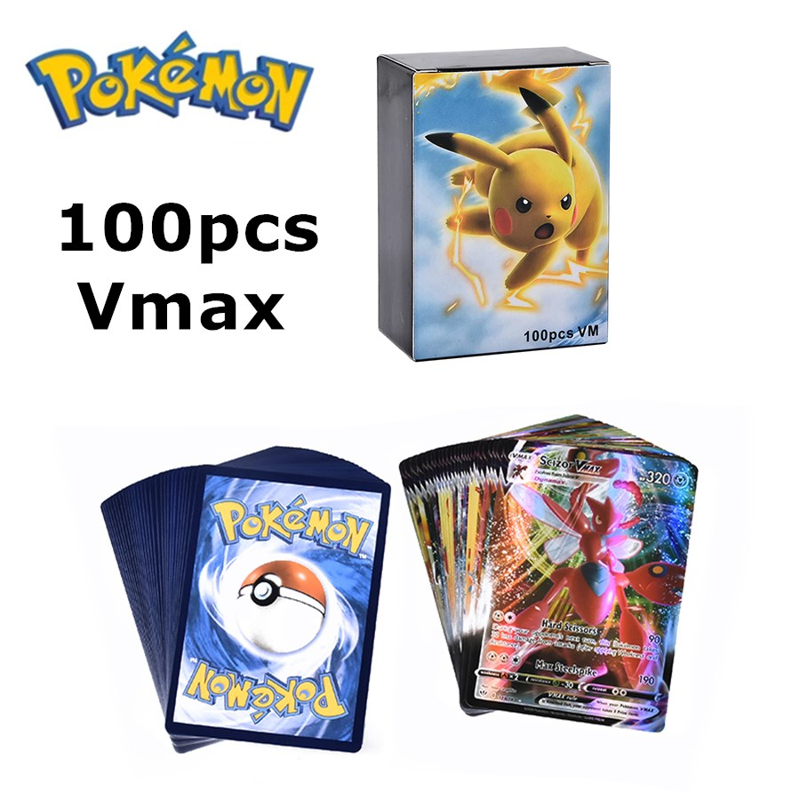 100PCS Vmax Pokemon Cards English Version TCG Trading Card Pokemon Booster Shining Cards Gift ...