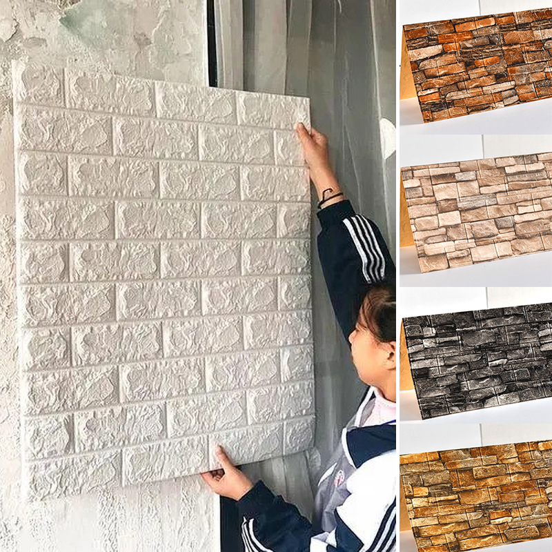 3D wall paper dinding foam wall sticker for bedroom ceiling DIY design ...