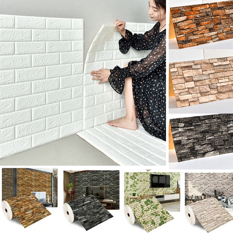 3D wallpaper stickers wall stickers wallpaper foam waterproof self adhesive wall stickers wallpaper design simple Shopee Malaysia