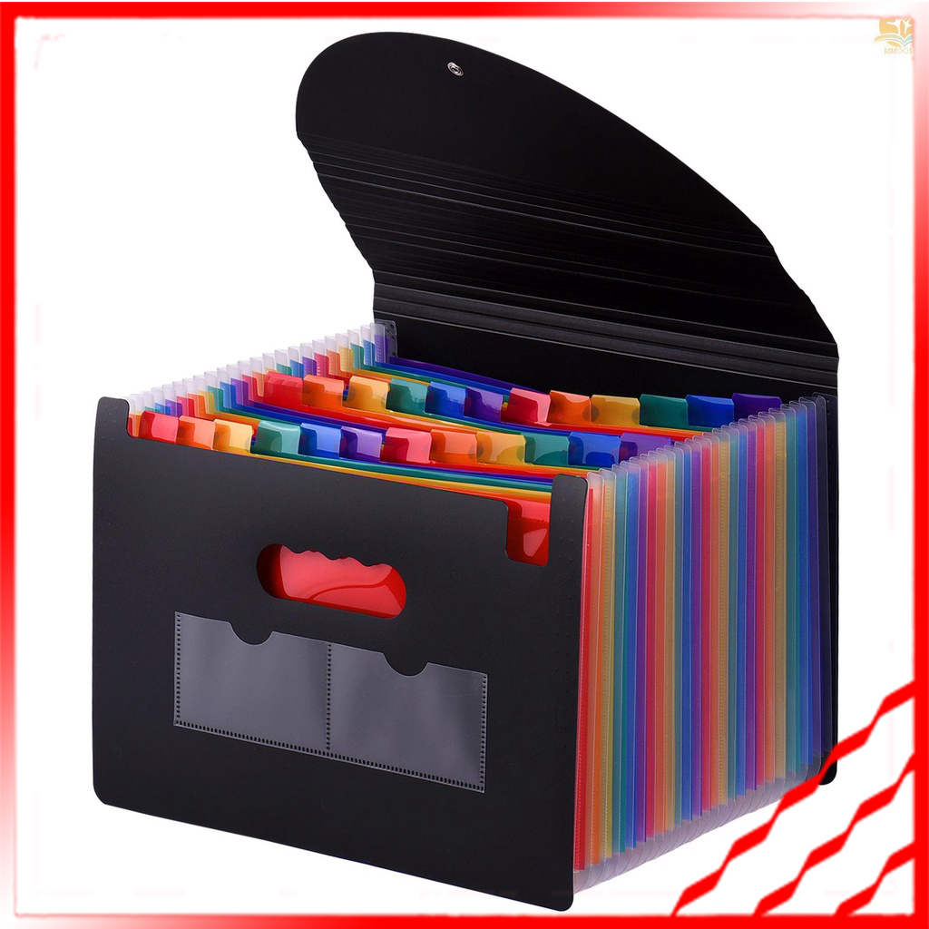 24 Pockets Expanding File Folder with Cover Accordian File Organizer A4 ...