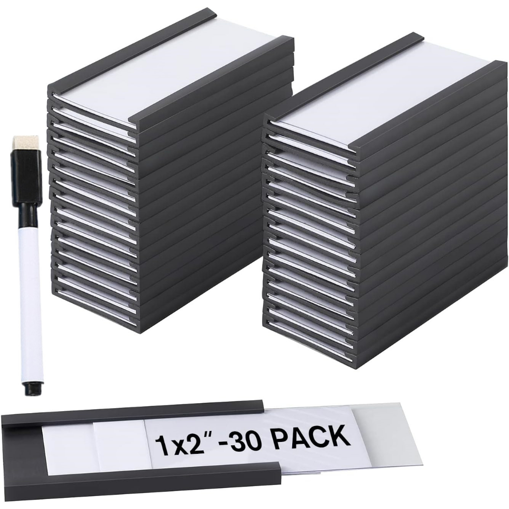30 PCS Magnetic Label Holder Labeling Data Card Holders with Paper Pen ...