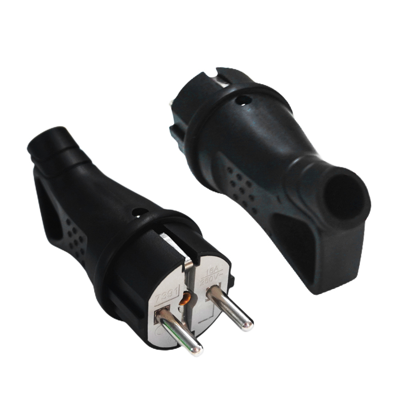 EU Rubber Waterproof Socket Plug Electrial Grounded European Connector ...