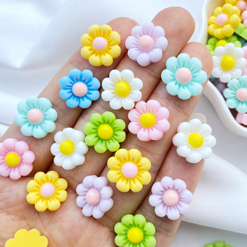 30 Pieces Set mm Mini Colorful Flower Resin Decoration Crafts Home ...