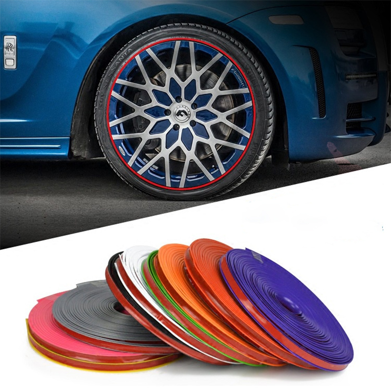 8M car rim protector rubber tyre protection tape lines car wheel trim ...