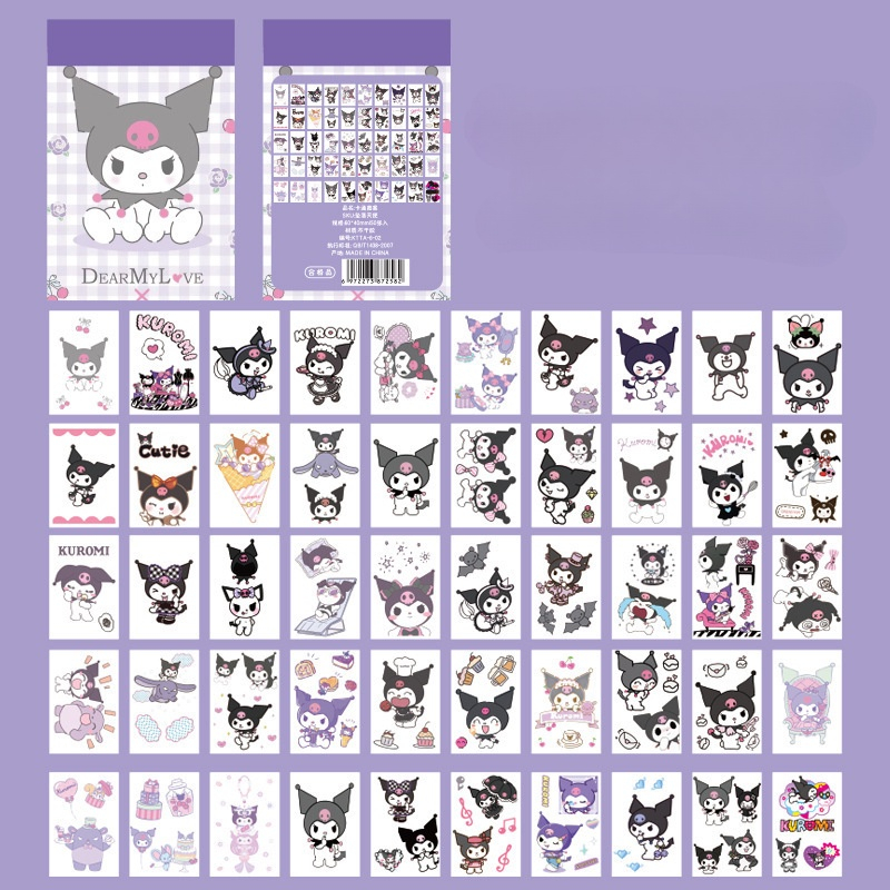 Sanrio Mini Sticker Book Cute Kuromi Washi Paper Stickers DIY Notebook ...