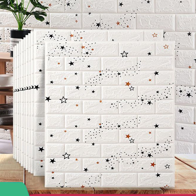 brick foam wall paper dinding 3D wallpaper stickers wall stickers ...
