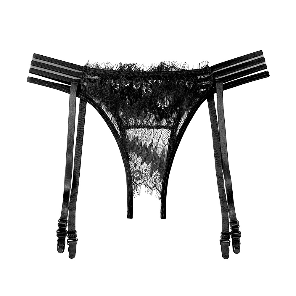 Sexy Suspenders One-Piece Lace Open-Crotch Panties Ultra-Thin Knee ...