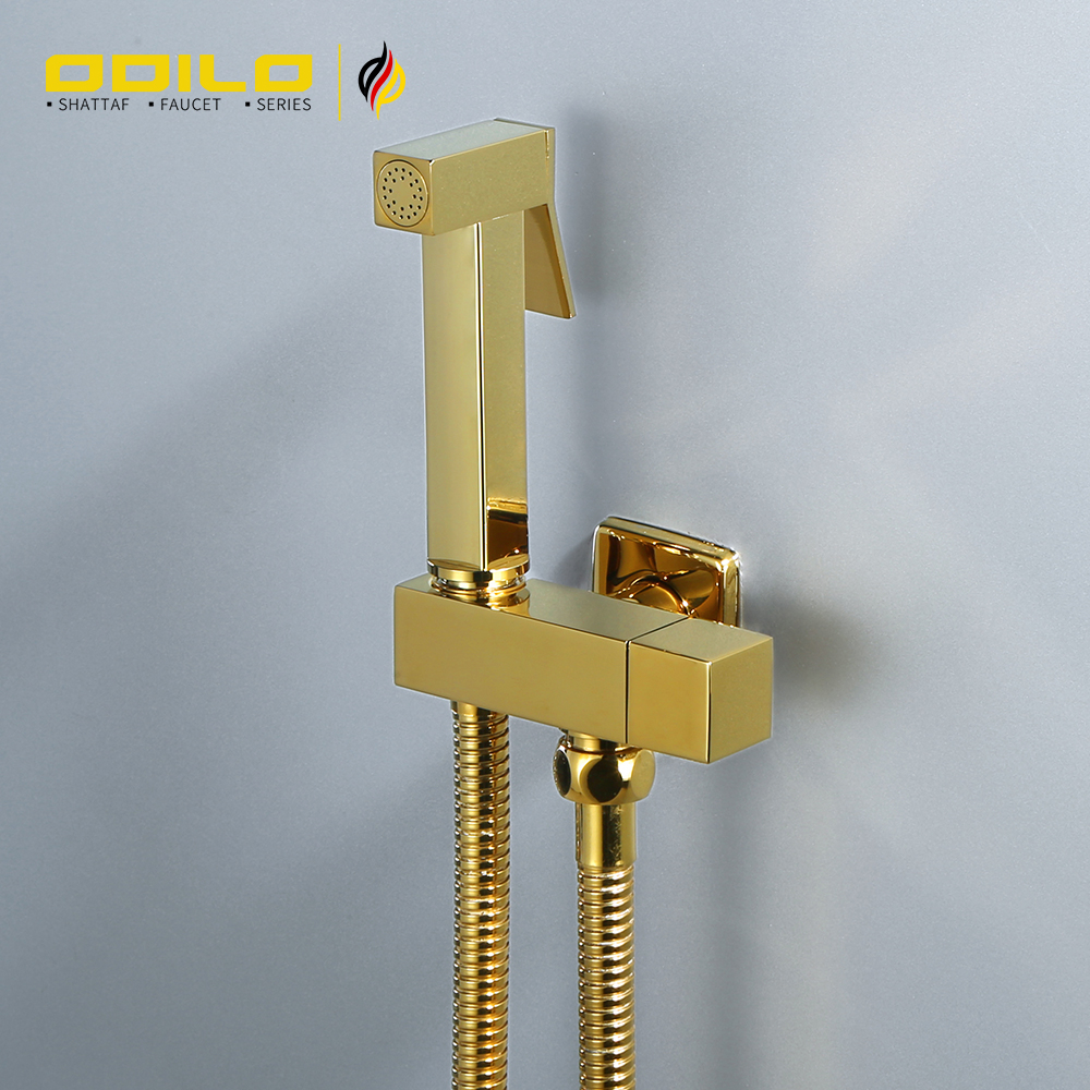 ODILO Brass Bathroom Titanium Gold square toilet bidet sprayer shattaf ...