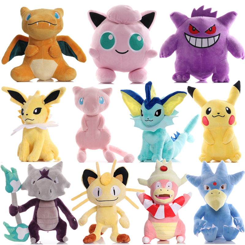 17 Style 25-45cm Anime Pokemon Pikachu Gengar Charizard Slowking Mew ...