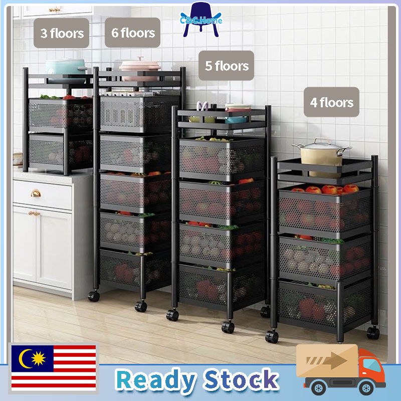 Stainless Steel Kitchen Rotary Rack Vegetable Spice Rack Microwave Oven ...