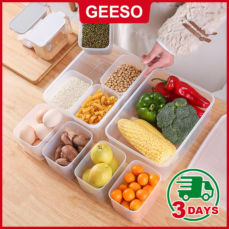 GEESO 4 in 1 Food Storage Box Fridge Organizer Fruit Vege Container ...