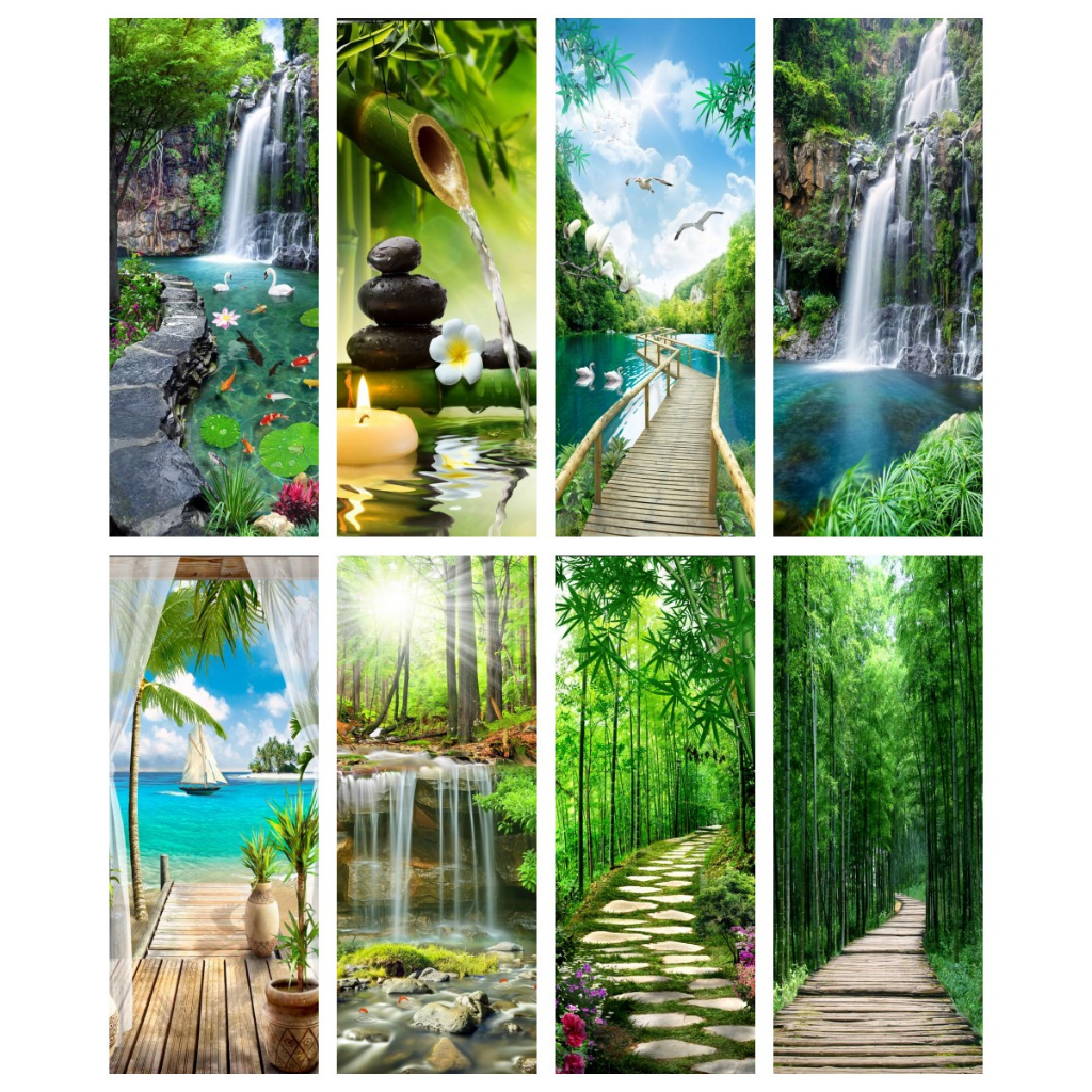 50 styles Waterfall natural landscape Door Stickers Home Decor Door ...