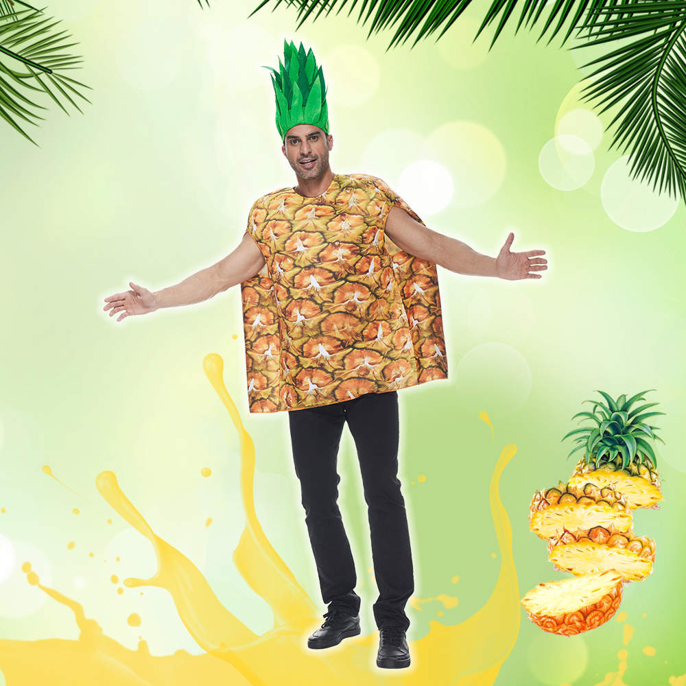 Ready Stock Men Funny Pineapple Costume Adult Halloween Fruit & Veggie Mascot Costumes Male ...
