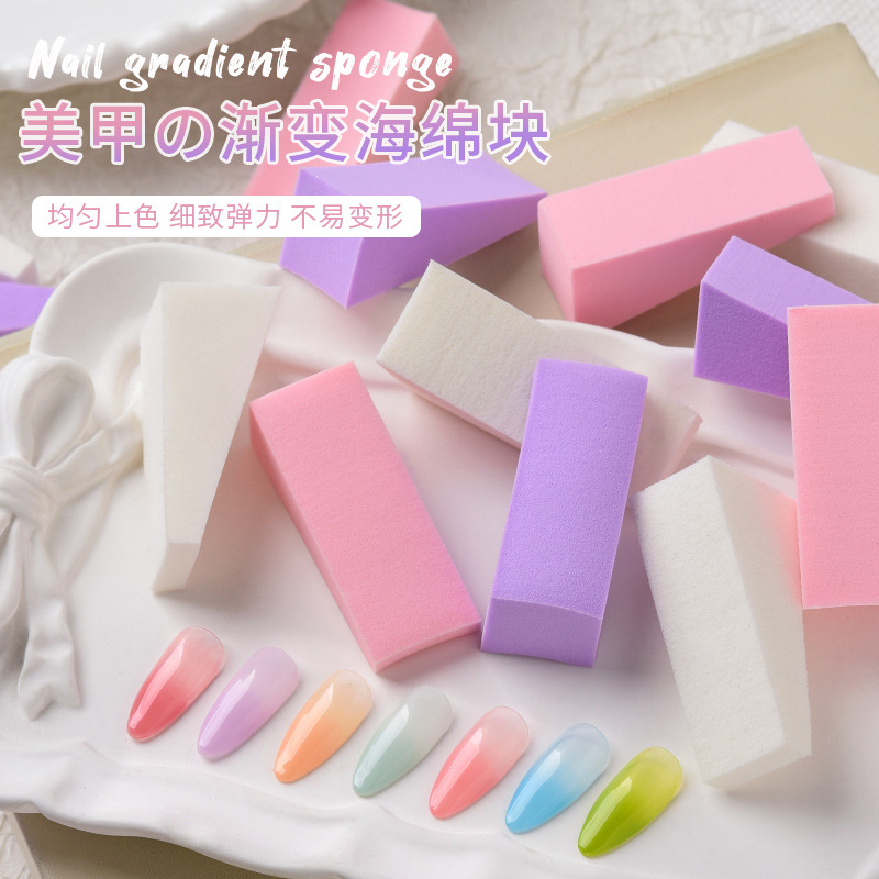 Manicure Gradient Sponge Colorful Tofu Block Puff Multi-Sided Can Use ...