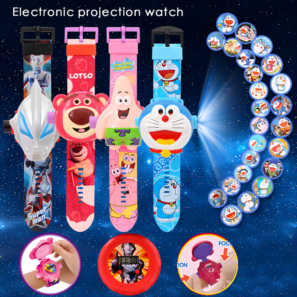Cartoon Children Electronic Watch Flip Watch Electronic Projection ...