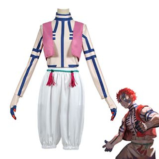 Demon Slayer cosplay Akaza Set Top Long Sleeve Pants Gloves Belt Anime ...