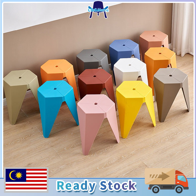 Household plastic stools can be stacked with Nordic internet red round ...