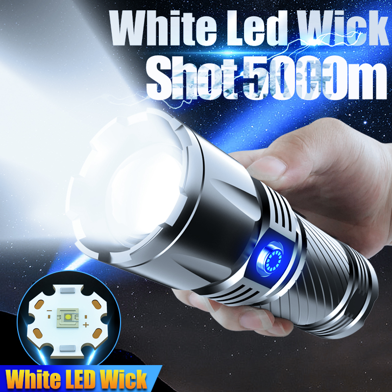 【3PCS 18650 Battery】5000 Meters Long range Flashlight Spotlights White ...