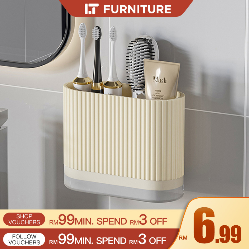 Toothbrush Holder Bathroom Rack Wall Mounted Toothpaste Holder Bathroom ...